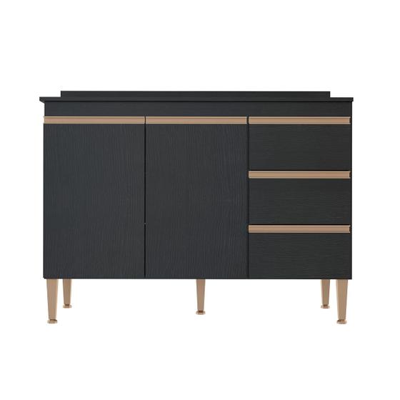 Balcão de Cozinha com Tampo Itália 120 Cm MDP Preto Texturizado 0449 ...