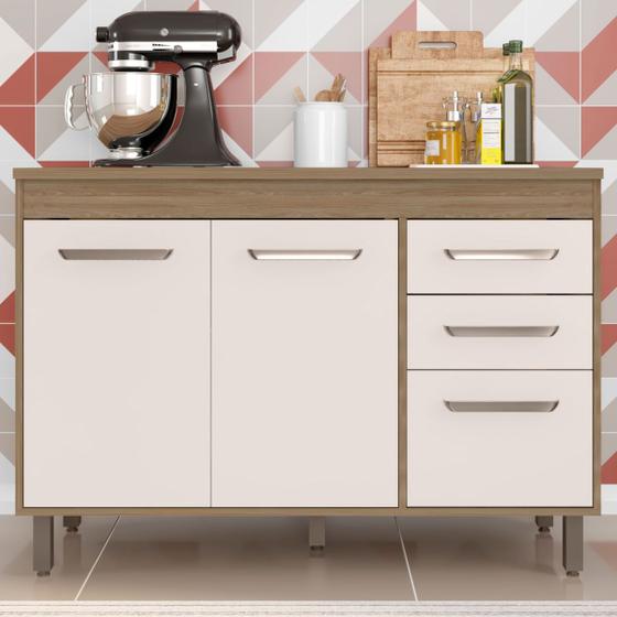 Balcão De Cozinha Para Pia Flex Barcelona 3 Portas 2 Gavetas Carvalho ...