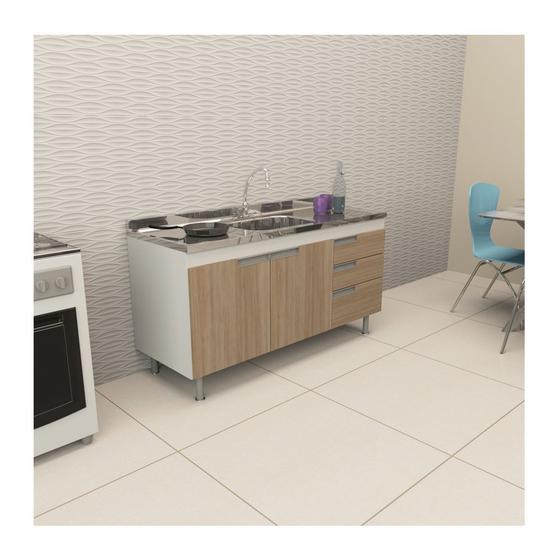 Balcão de Pia Para Cozinha San Marino em MDP Carvalho 1,12m - Primolar ...