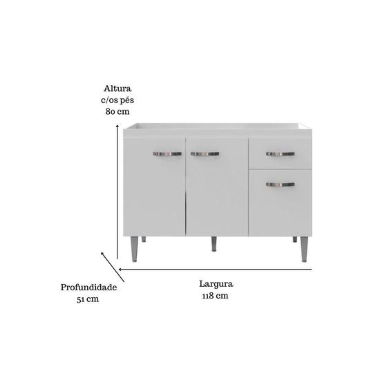 Balcão Gabinete Para Pia Gabriela Sem Tampo 120cm 3 Portas 1 Gaveta - Ajl Móveis - Outros Móveis ...