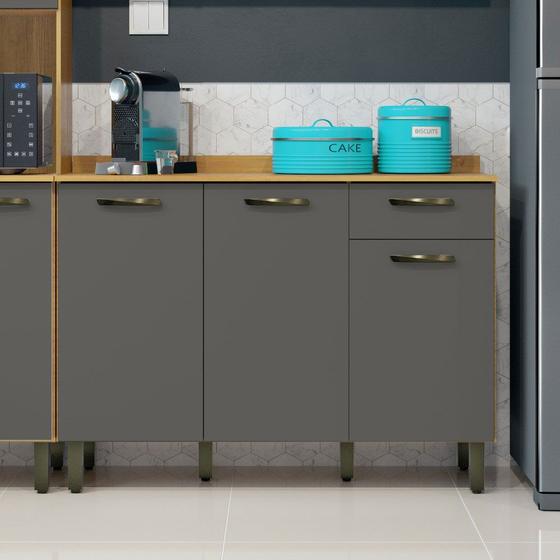 Balcão Multiuso de Cozinha com Tampo 03 Portas e 01 Gaveta 120 cm ...