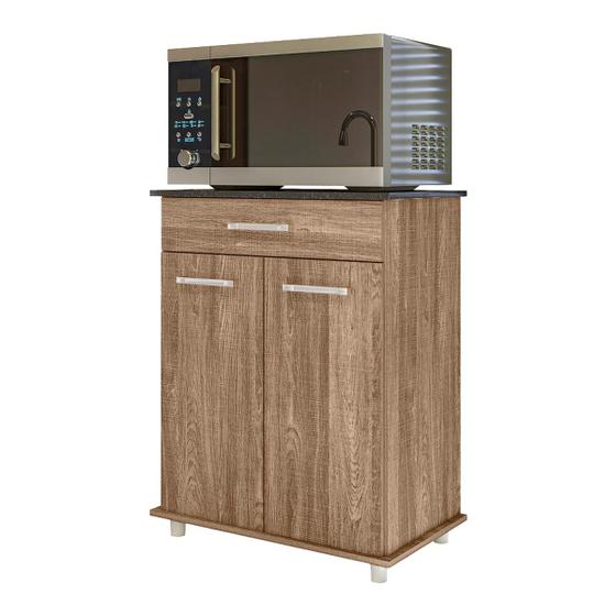 Balcão Multiuso Duplo Com 2 Portas e 1 Gaveta Isis Cor Carvalho Rústico ...