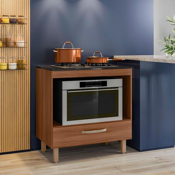 Balcão Para Cooktop 80 cm 01 Gaveta e Nicho Avelã Nicioli - Outros ...