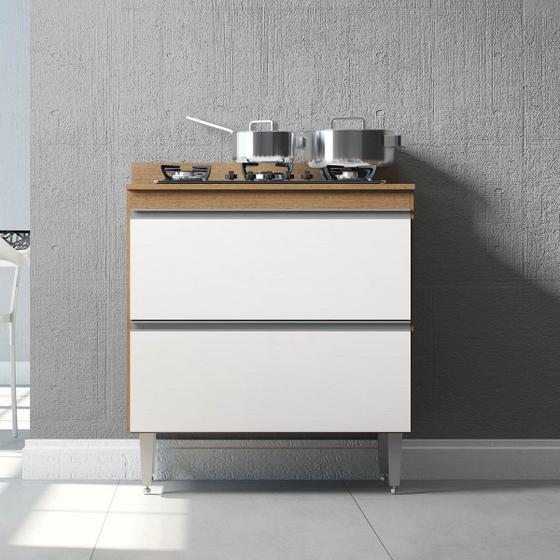 Balcão para Cooktop de Cozinha Sabrina 02 Gavetas Branco 0454 MENU ...