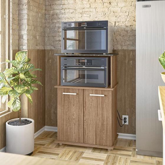 Balcão Para Forno e Microondas Isis Carvalho Rústico - Nicioli - Outros ...