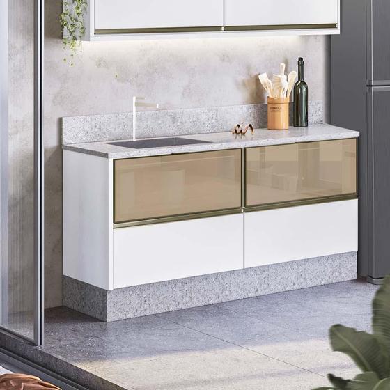 Balcão Para Pia De Cozinha Com Gavetas Basculantes Vidro Reflecta 100% ...