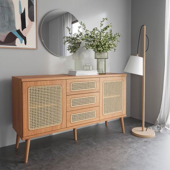 Balcão Tela em MDF 135 cm com 2 Portas e 3 Gavetas Freijó Dalla Costa ...