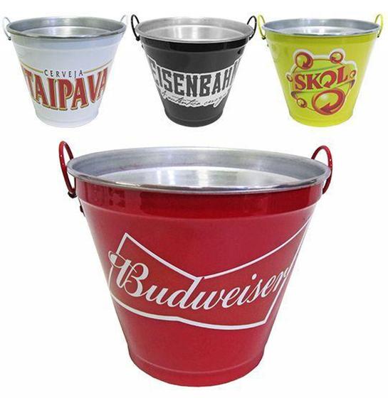 Balde de gelo de aluminio redondo medio adesivado sortidos com alca 2l ...