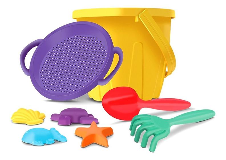 Balde De Praia Infantil Com 8 Peças Para Brincar Areia - DIVERTOYS ...