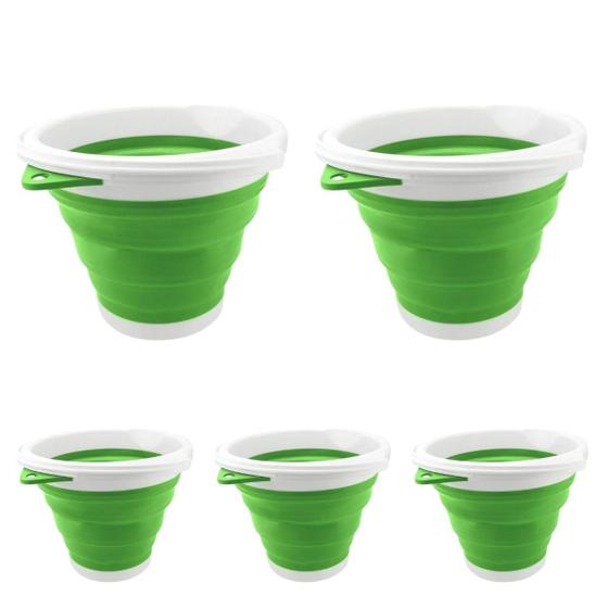 Balde Kit 5 Peças Dobrável Retrátil Silicone Magico 5 Litros Sanfonado ...