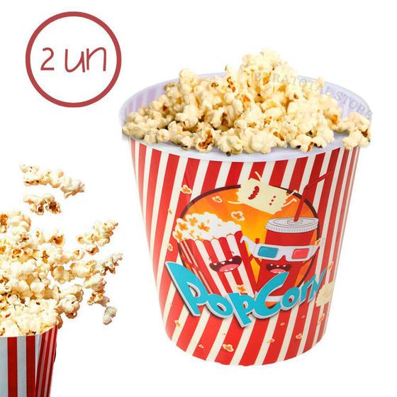 Balde pote de pipoca 18x18 cm 2 unidades assista filmes pipoca cinema ...