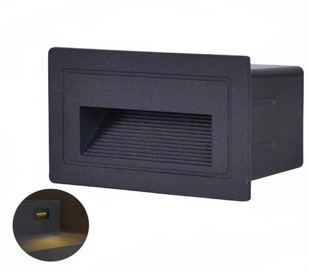 Balizador Externo Embutido Preto Retangular 3000K Lup52 - Acende A Luz ...