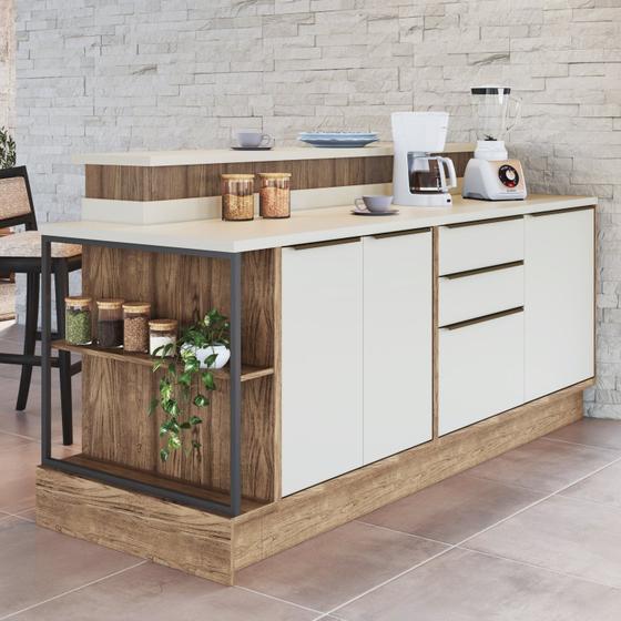 Bancada Ilha 6 Peças 3 Portas Cozinha Viena - Herval - Cozinha Compacta ...