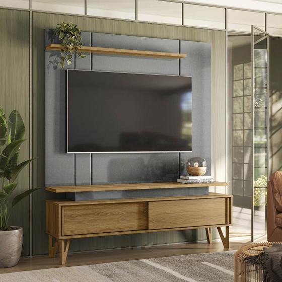 Bancada Rack com Painel Kiev Freijó/Cinza Perolizado para TV até 70 ...