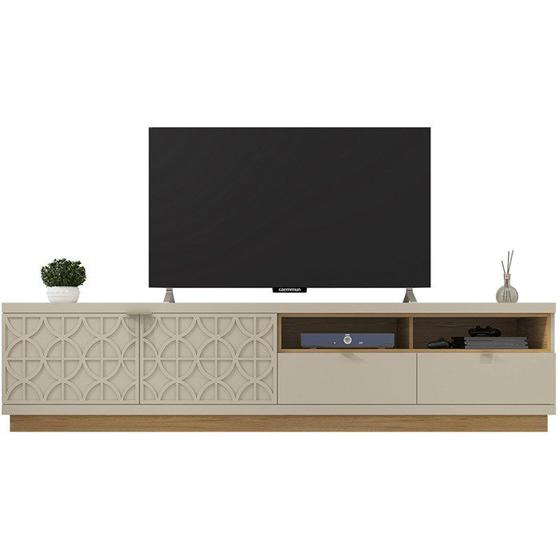 Bancada Rack TV 75 Polegadas Renda Off White Buriti Caemmun - Rack - Magazine Luiza