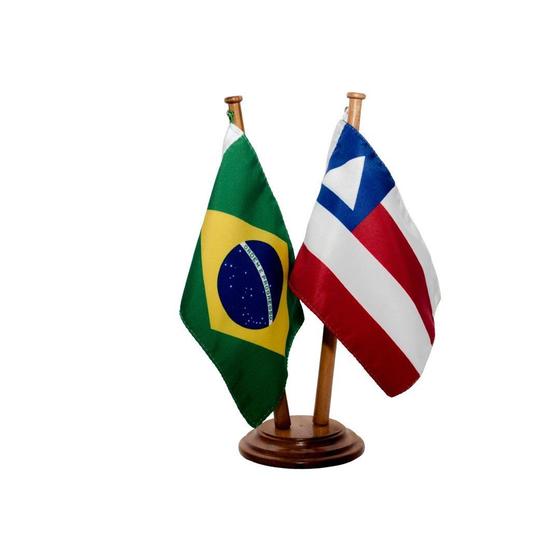 Bandeira De Mesa Brasil E Estado Bahia 12x17cm Pátria Bordados