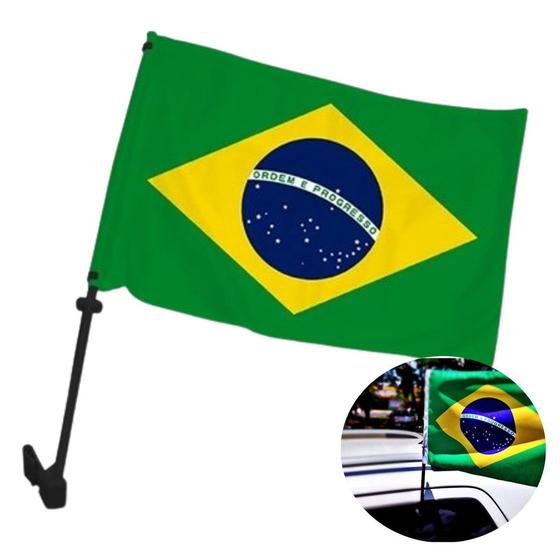 Bandeira do Brasil p/ Vidro Carro c/ Haste Reforçada Copa do Mundo ...
