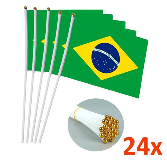Bandeirinha Brasil C Haste Tecido Copa Eleição 24 Unidades - GAROTA ...