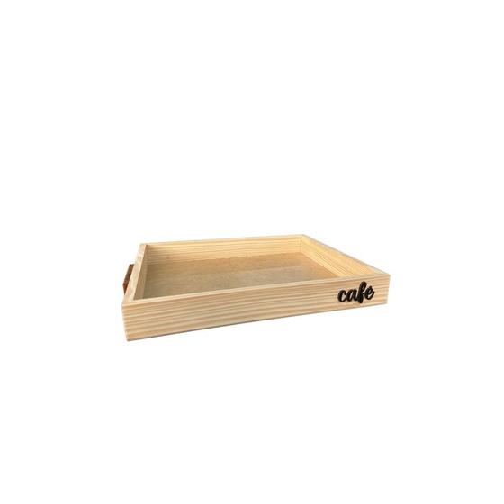 Bandeja Café Da Manhã Madeira Pinus Com Alça 32x25x4cm - MRV Laser ...