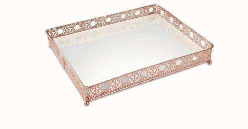 Bandeja Cobre em Metal Com Espelho - Mart - Bandejas - Magazine Luiza