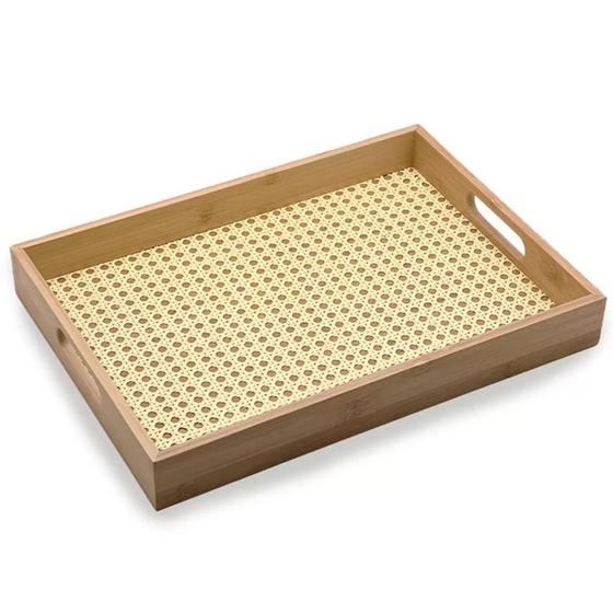 Bandeja de bambu com palha retangular 48cm - oikos - Bandejas ...