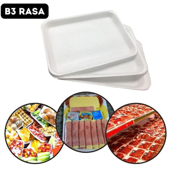 Bandeja de Isopor B3 Rasa Branca Frios 23,5X18X1,5cm - FD 400 Unidades - Copobras - Bandeja ...