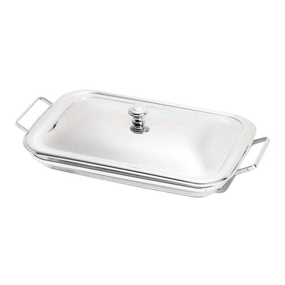Bandeja de Vidro Refratário Pegador Aço Inox com Tampa Wolff - Rechaud ...