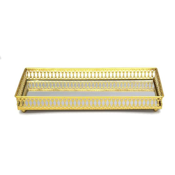 Bandeja Decorativa Metal Dourada Espelhada Decoração Luxo - Divertiti ...