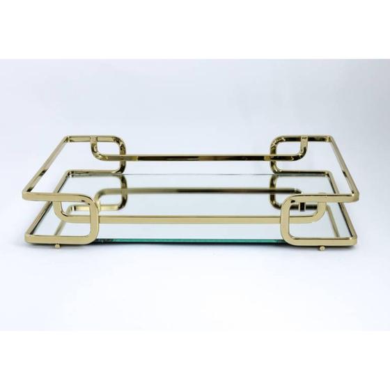 Bandeja Luana Dourada com Espelho 20x30cm Hara - Bandejas - Magazine Luiza