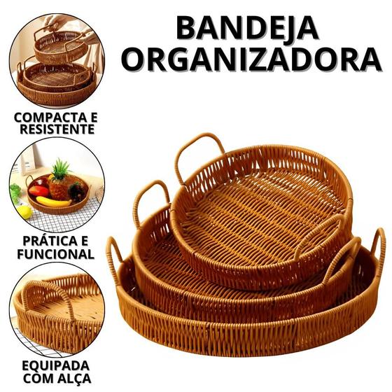 Bandeja Organizadora Vime Cesta Multiuso Organizador Bandeija Cestinhas ...