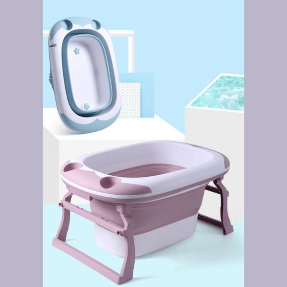 Banheira Ofurô Dobrável Flexi Grande Bebê Infantil 80L Rosa - Baby ...