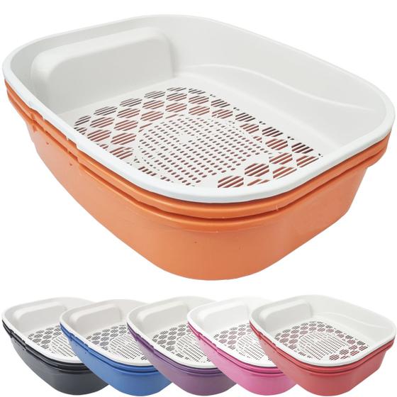 Banheiro do Gato Caixa de Areia Plástico Sanitário Peneira Mec Pet Easy ...