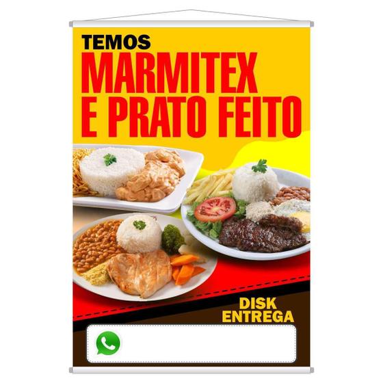 Banner Divulgação Temos Marmitex E Prato Feito 100X70Cm - Layke ...