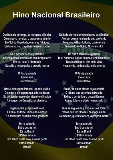 Banner Educativo Hino Nacional Brasileiro Bandeira do Brasil 85x60cm ...