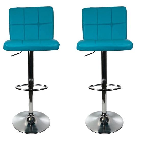 Banqueta Alta Estofada Giratória Bancada Cozinha Bar Azul Tiffany Kit 2 ...