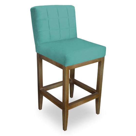 Banqueta Alta Sueli Base Madeira Maciça Estofada Suede Azul Tiffany ...