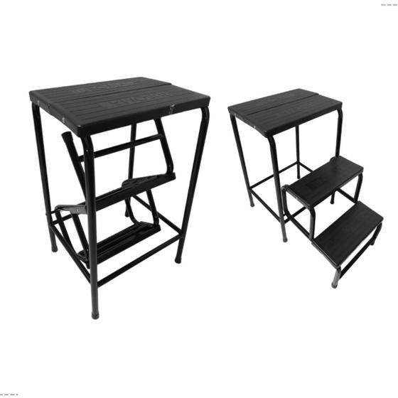 Banqueta Escada Preta Dobrável 3 Degraus Antiderrapante - TUBOMAX - Escadas - Magazine Luiza