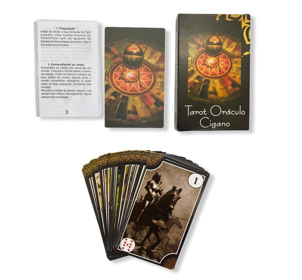 Baralho Tarot Oráculo Cigano 7 X 1 7 X 11 3 Cm Preto E Laranja Lua Mistica Tarô Baralho