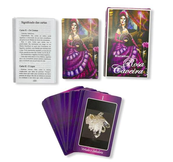 Baralho Tarot Rosa Caveira 7 X 1 7 X 11 3 Cm Roxo Lua Mistica Tarô Baralho Cigano