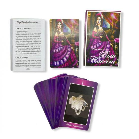 Baralho Tarot Rosa Caveira Roxo Deck 36 Cartas Oráculo Baralho And Tarot Tarô Baralho Cigano