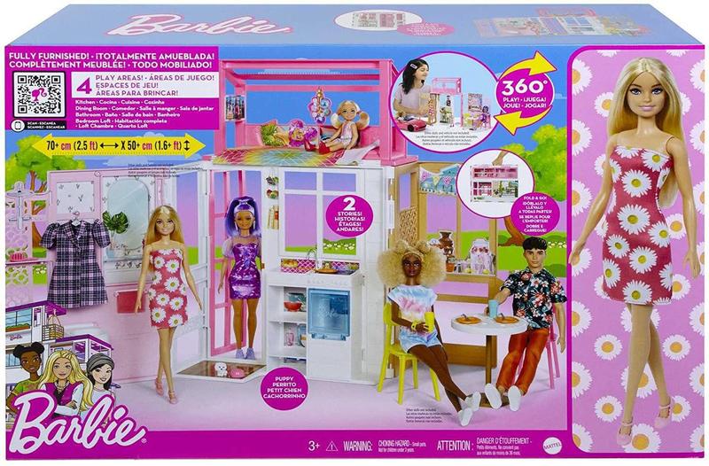 Barbie Casa Glam Mobiliada Com Boneca HCD48 Mattel - Casinha de Boneca ...