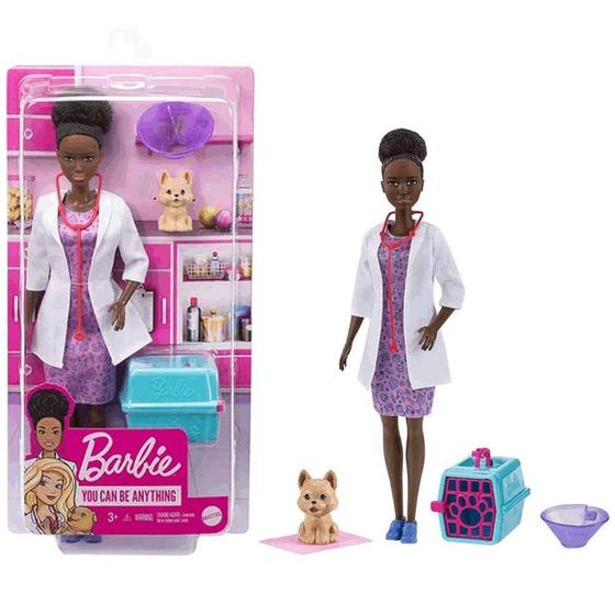 Barbie Profissões Boneca Veterinária Acessórios Mattel Negra-MATTEL ...