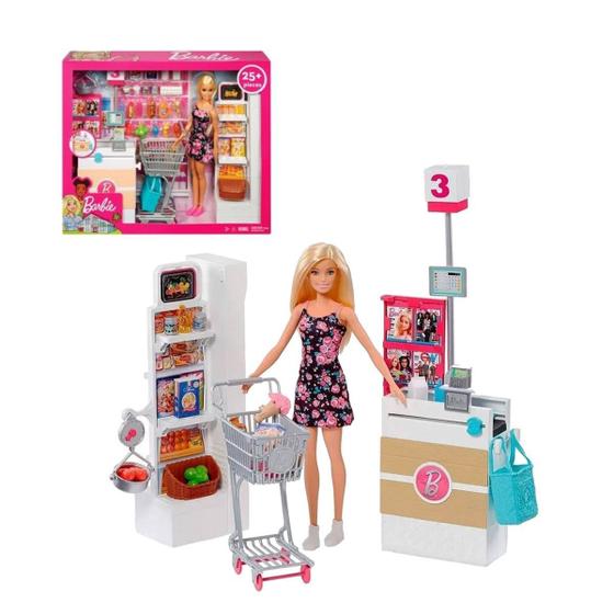 Barbie Supermercado de Luxo c/ Boneca 3+ FRP01 Mattel - Boneca Barbie ...