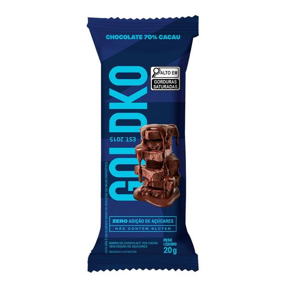 Barra de chocolate 70% cacau zero adição de açúcares 20g - GoldKo ...