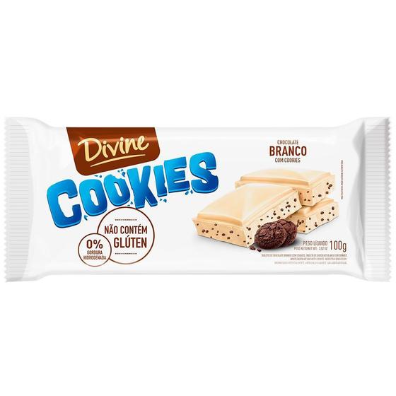 Barra de Chocolate Branco com Cookies Sem Glúten Divine 90g *Val.120923 ...