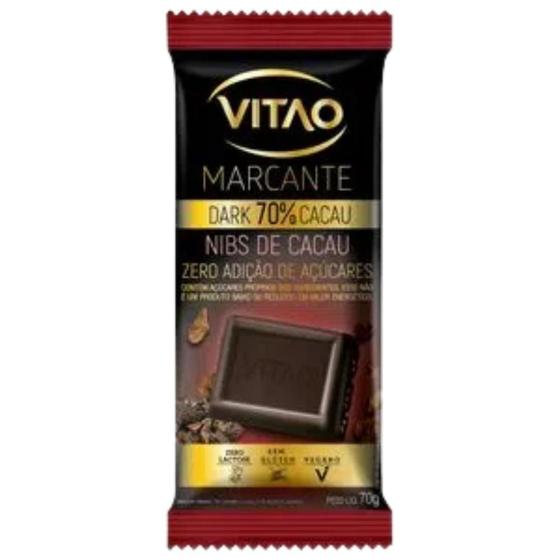 Barra de Chocolate - Zero Açúcar - Nibs de Cacau 70% - 70g - Vitao ...