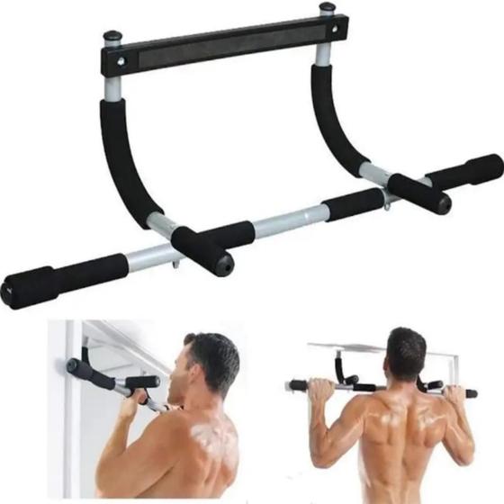 Barra de exercicios para porta chao fixa mista musculacao flexao ...