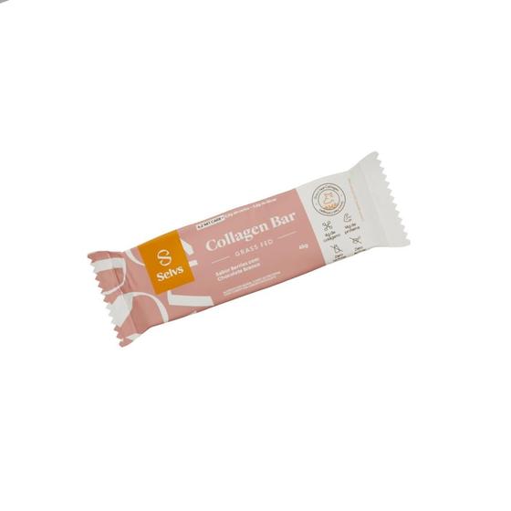 Barra de Proteína Collagen Bar Sabor Berries com Chocolate Branco Selvs 50g - Barra de Proteína ...