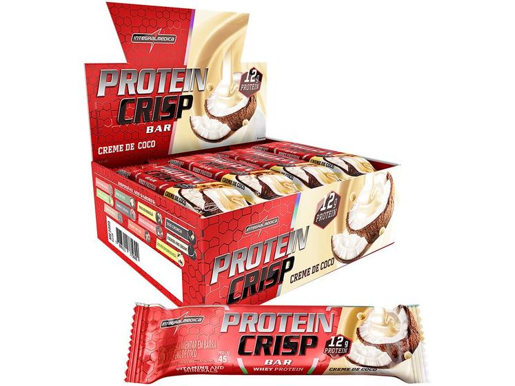 Barra de Proteína Integralmedica Crisp Bar - Creme de Coco 45g 12 Unidades - Barra de Proteína ...