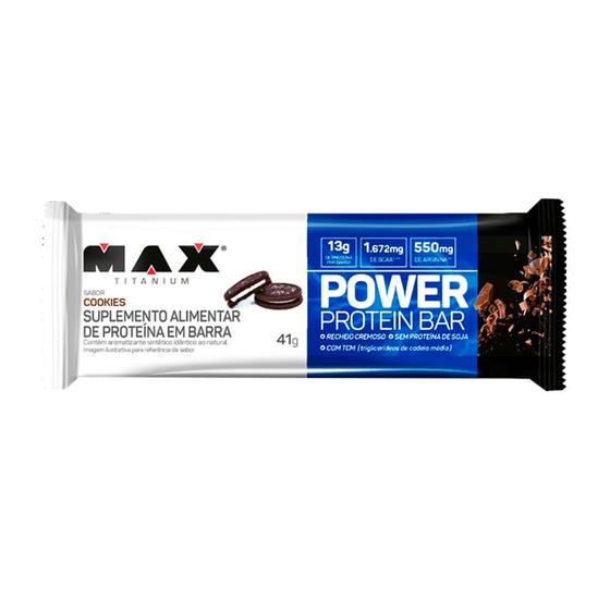 Barra de Proteína Max Titanium Power Protein Bar Sabor Cookies 41g - Barra de Proteína ...